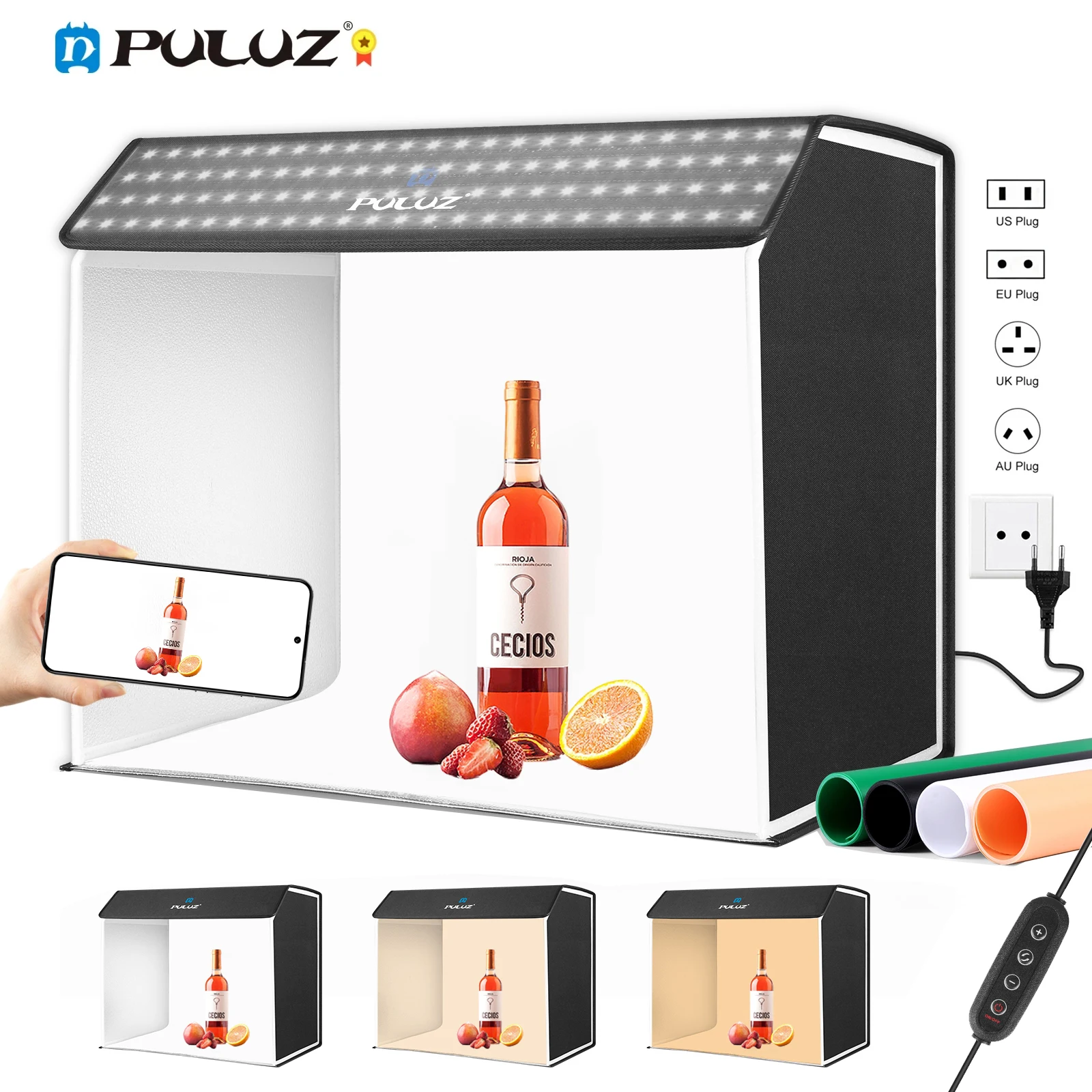 PULUZ-60-40CM-Photo-Studio-Light-Box-4-Colors-Backdrop-Softbox-For ...