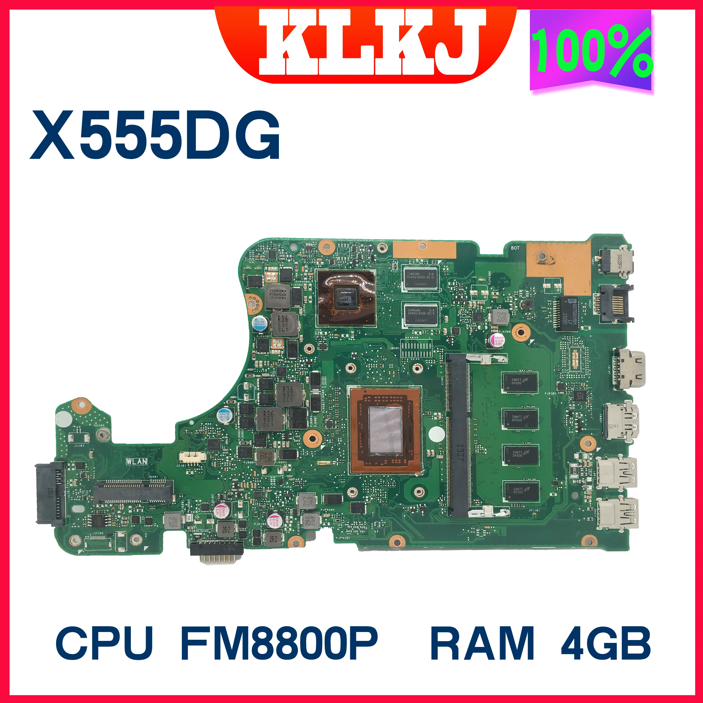 X555DG Laptop Motherboard A6 A8 A10 4GB RAM FM8800P CPU Para Asus X555DG X555D X555YA X555YI ...