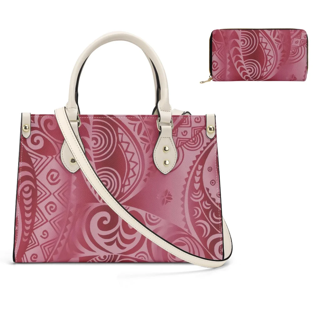 2025 Women'S Luxury Pu Leather Tote And Purse Hawaiian Polynesian Art ...