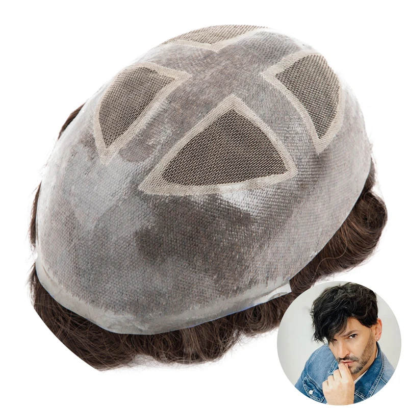 Toupee Men Breathable Lace PU Hair System Skin Around Male Hair ...