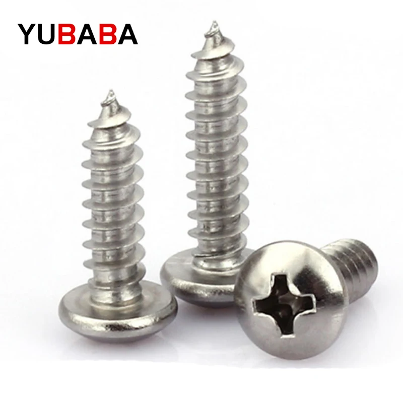 1000 Pcs M1 M1.2 M1.7 M2 M2.3 M2.6 M3 M3.5 Philips Round Head 304 Stainless steel Self Tapping ...