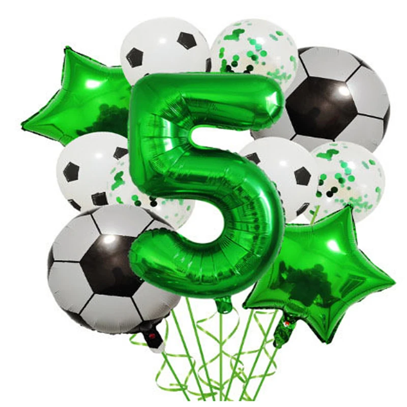 12PCS Green Digital Football Set Aluminum Film Balloon World Cup Theme ...
