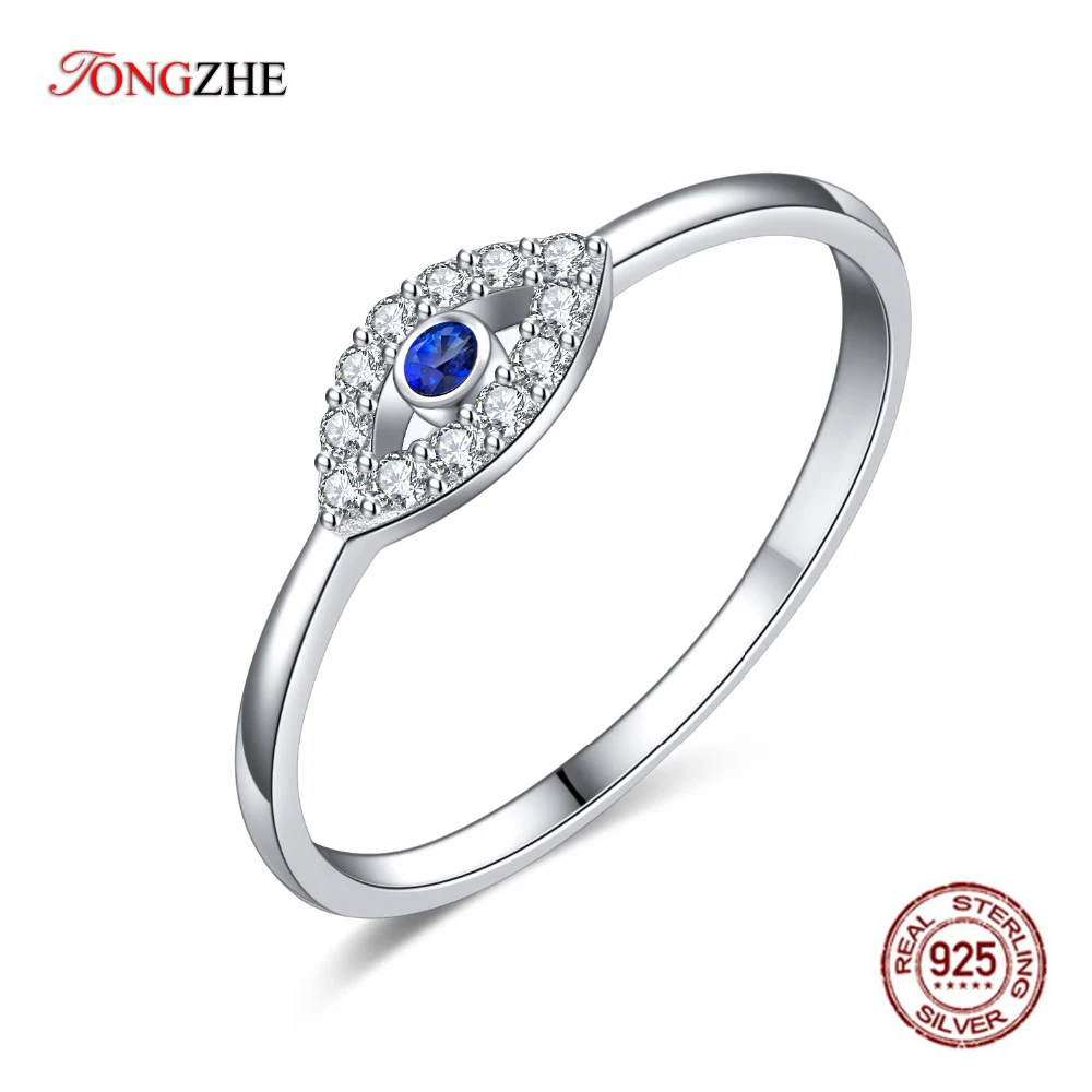 Tongzhe Charm Ring 925 Sterling Silver Couple Rings Blue White Gold ...