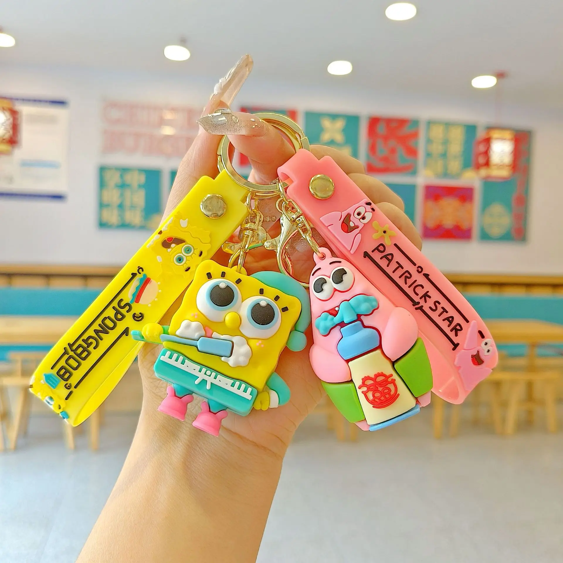 Spongebob Patrick Star Cartoon Keychain Silicone 3D Figure Doll Key ...