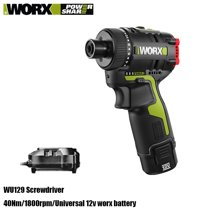 Worx-Cordless-Screwdriver-Brushless-WU129-40Nm-1800rpm-Adjustable-Bare-Tool-or-With-1-Battery ...