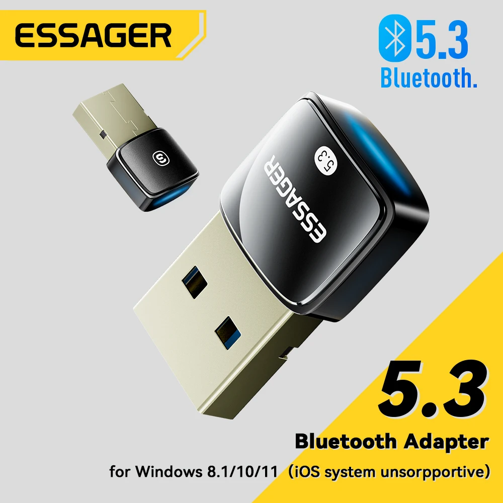 Essager USB Bluetooth 5.3 5.0 Dongle Adapter For PC Speaker Wireless Mouse Earphone Keyboard ...