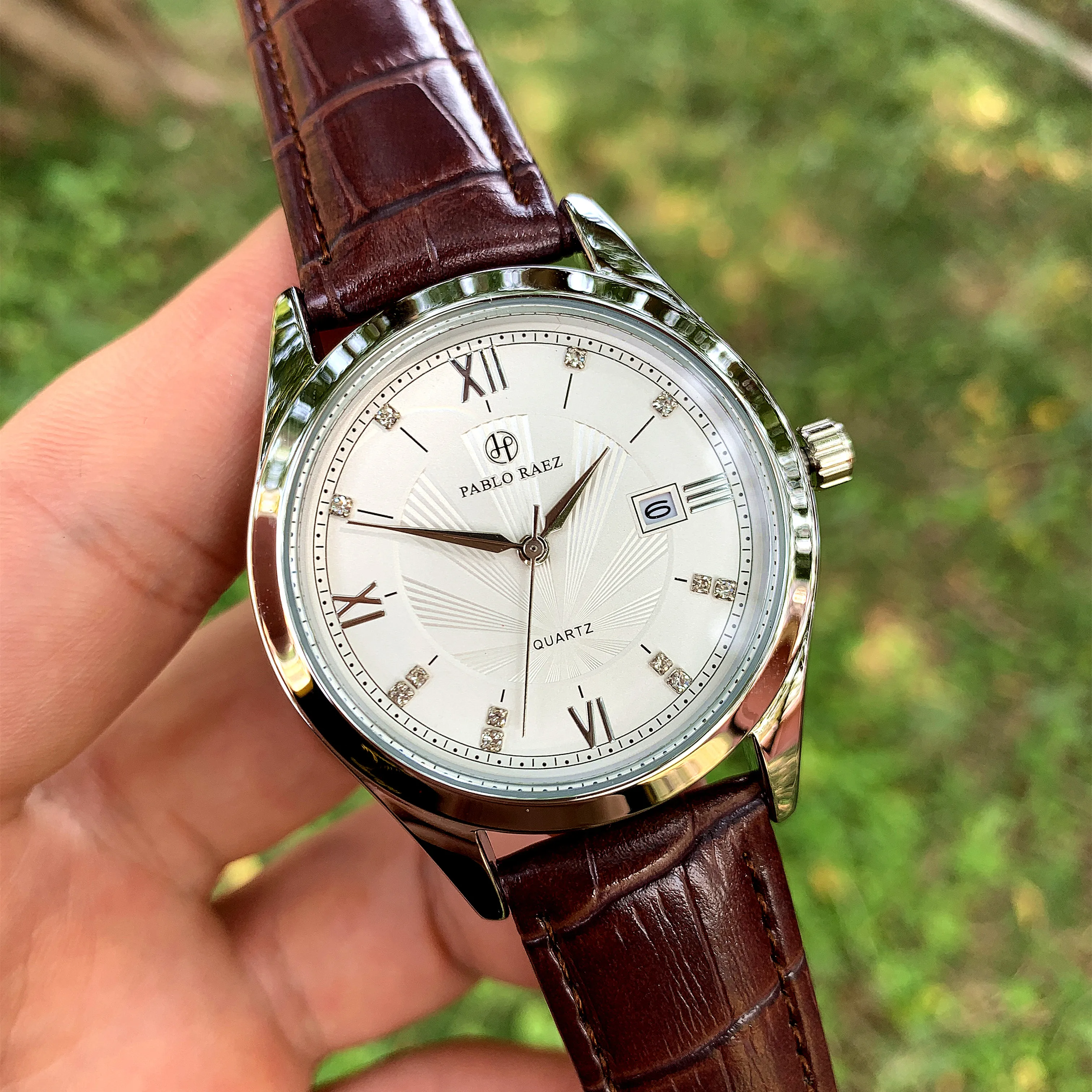 PABLO-RAEZ-Reloj-de-pulsera-de-cuero-marr-n-para-hombre-cron-grafo-de ...