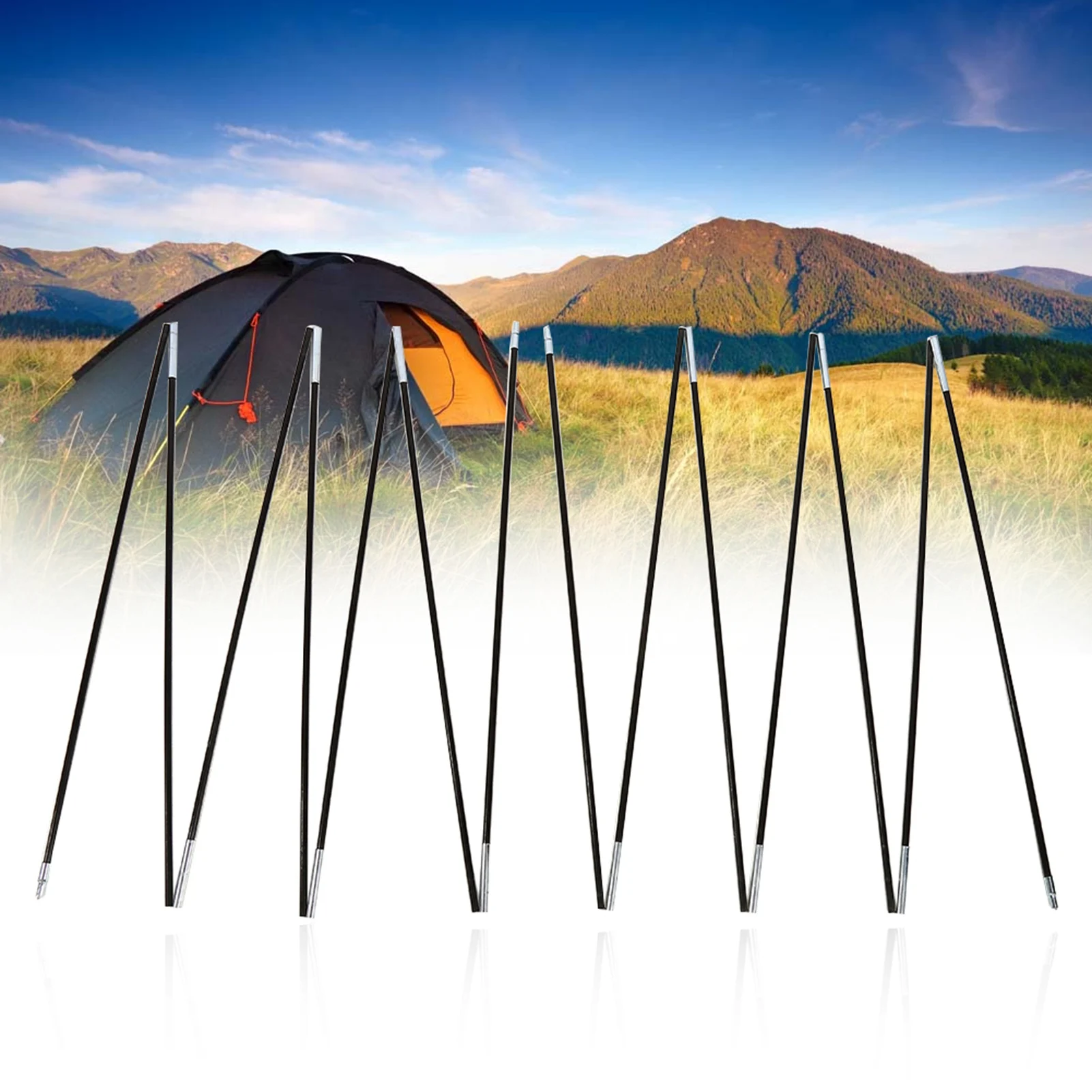 1-Set-2-Pcs-Outdoor-Camping-Fiber-Glass-Rod-Double-Tent-Pole-Support ...
