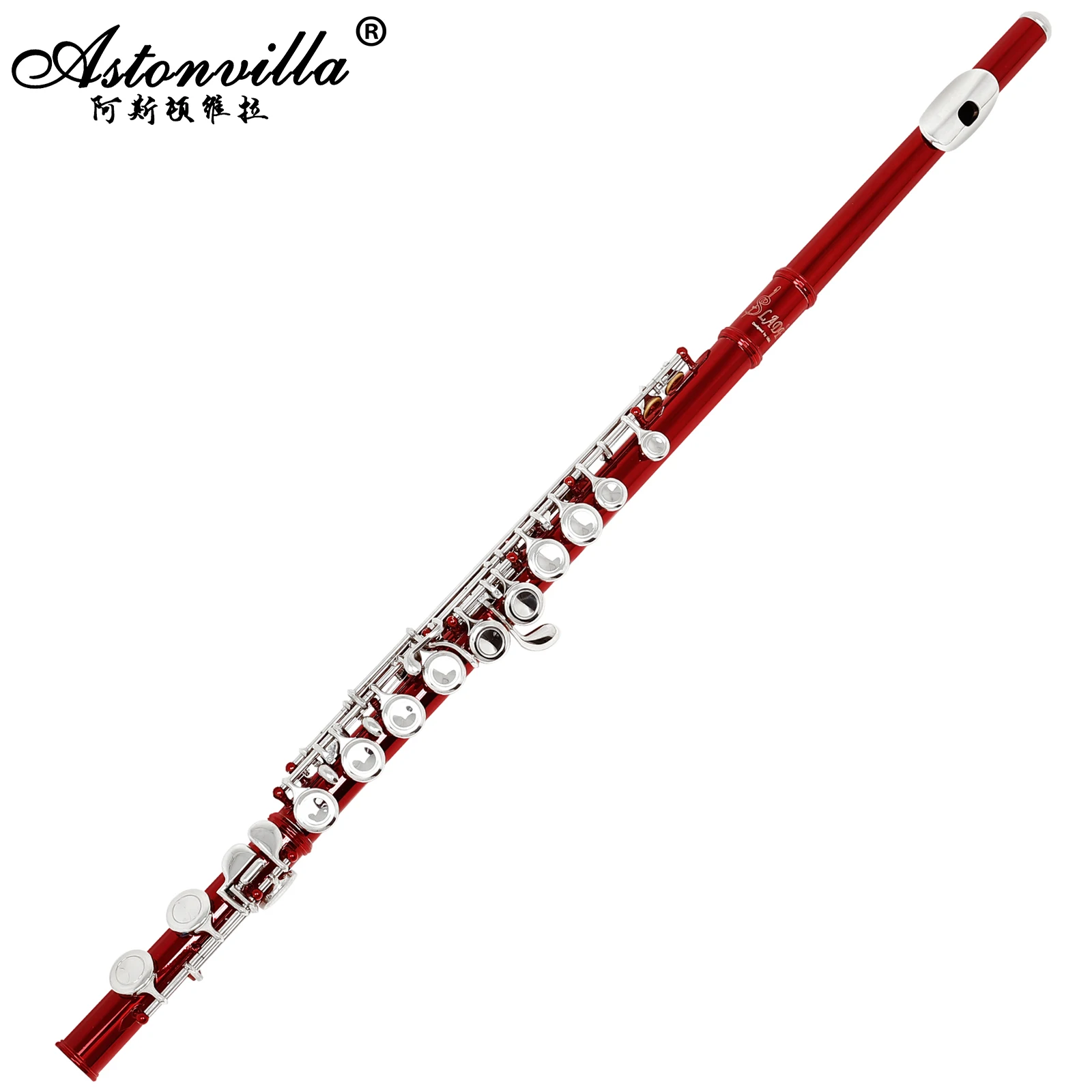 SLADE-Red-16-Hole-Flute-With-E-Key-Woodwind-Instrument-C-Tone-Nickel ...