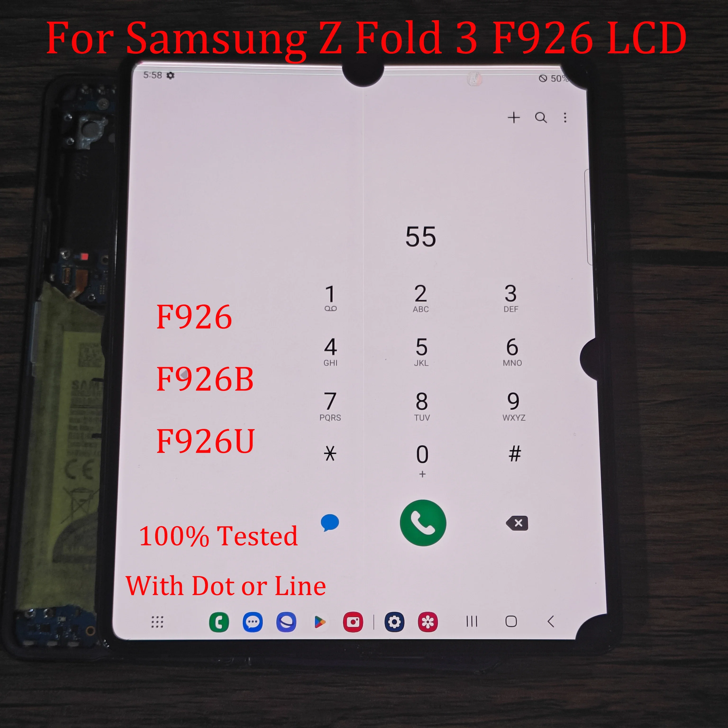AMOLED Defect Inner Big Screen Z Fold 3 5G LCD For Samsung Z Fold3 F926 ...