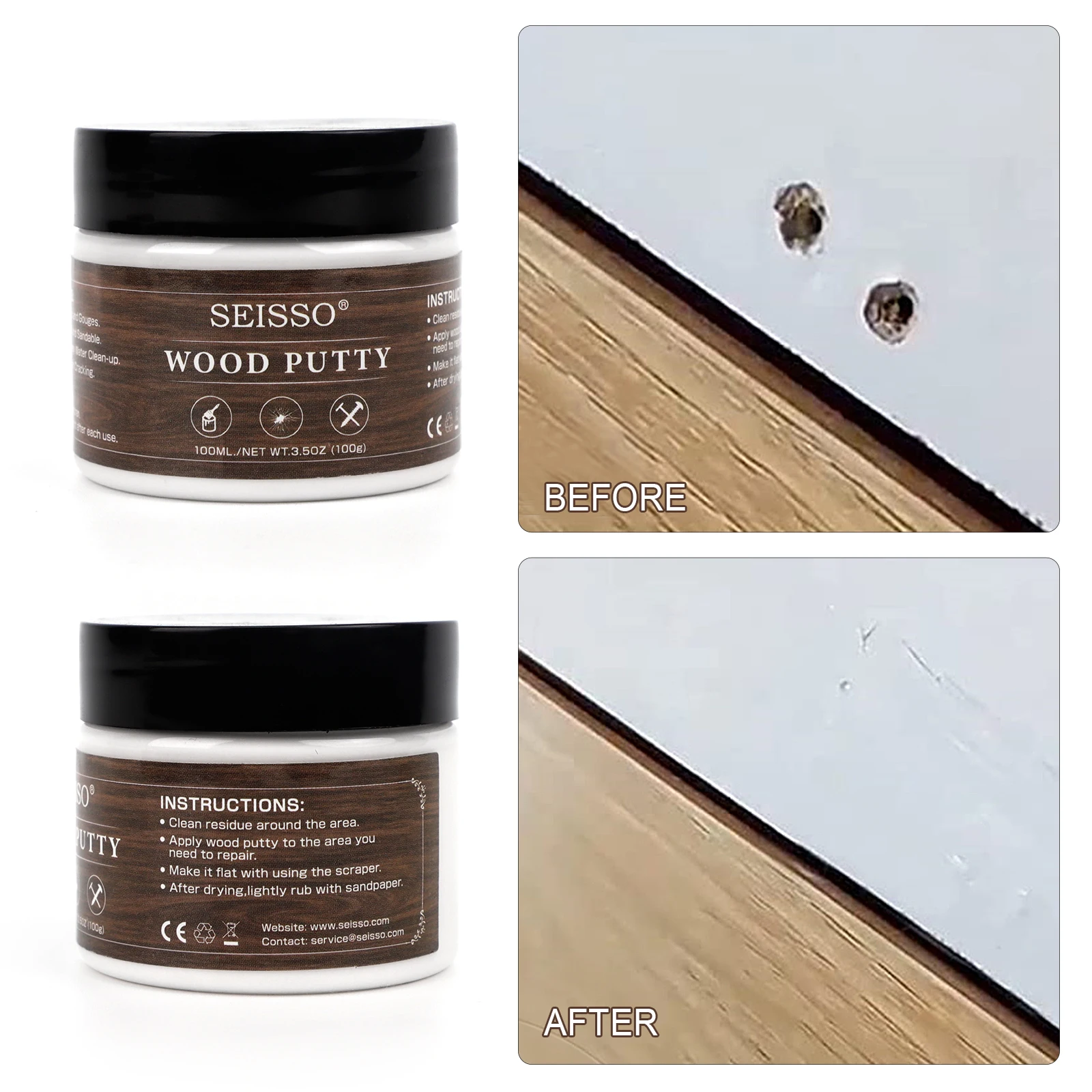 Water-Based Wood Putty 100g for Damaged Wood Repair and Patch can be ...