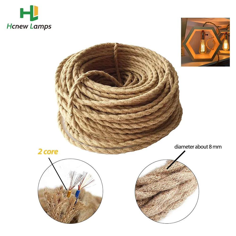 2-Core-Twisted-Cable-Hemp-Rope-Electrical-Wire-Copper-Edison-Retro ...
