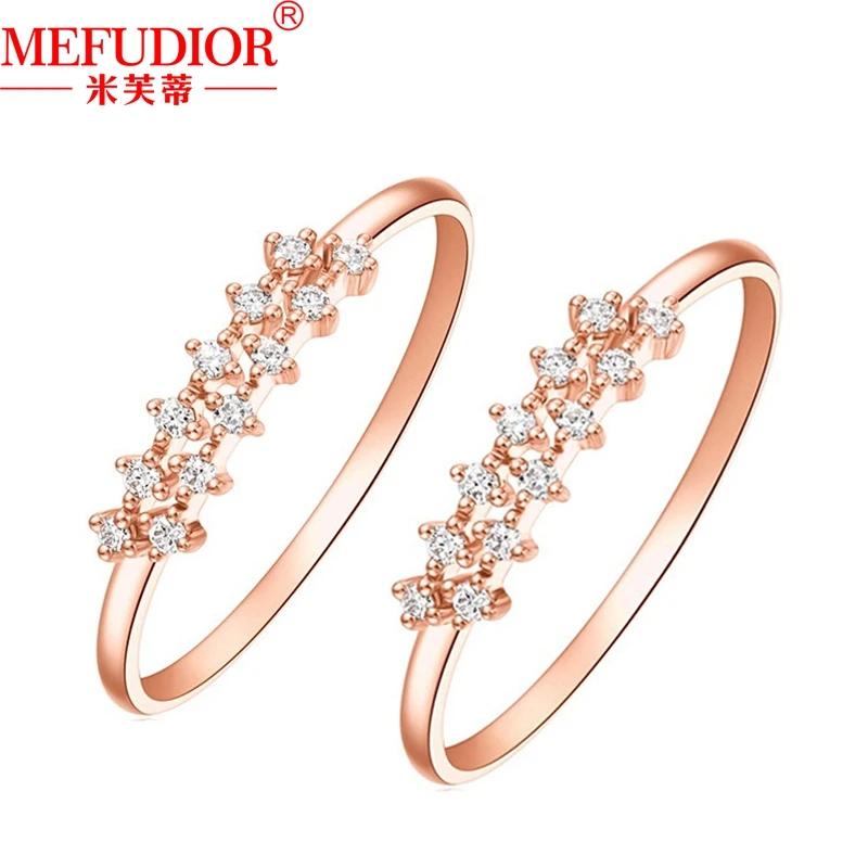 18K-Rose-Gold-Color-Diamond-Ring-for-Women-Row-Rings-Wedding ...