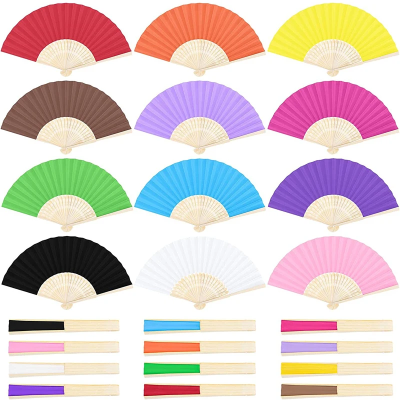 Hand-Held-Fan-Paper-Folding-Party-Decorative-Blank-Fans-Candy-Colored ...