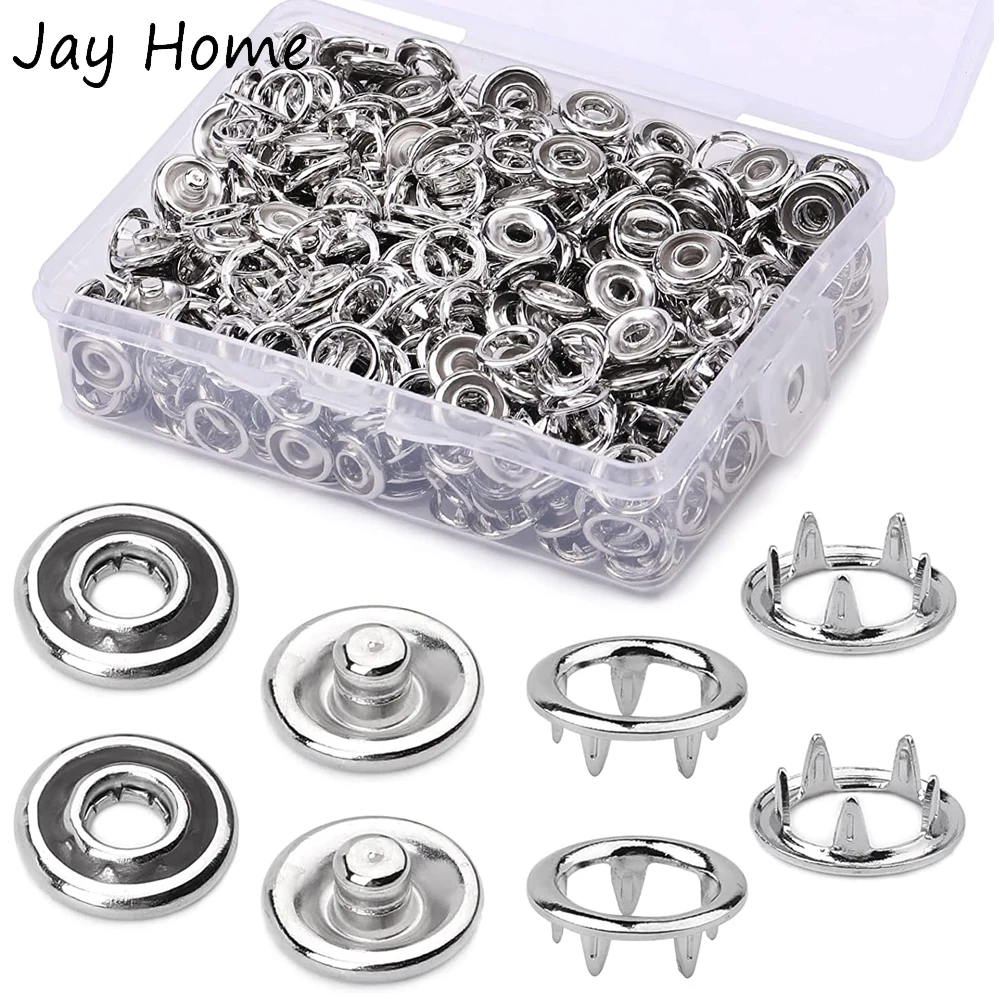 50 Sets 9.5mm Metal Silver Snaps Buttons Open Prong Snap Button Snap ...