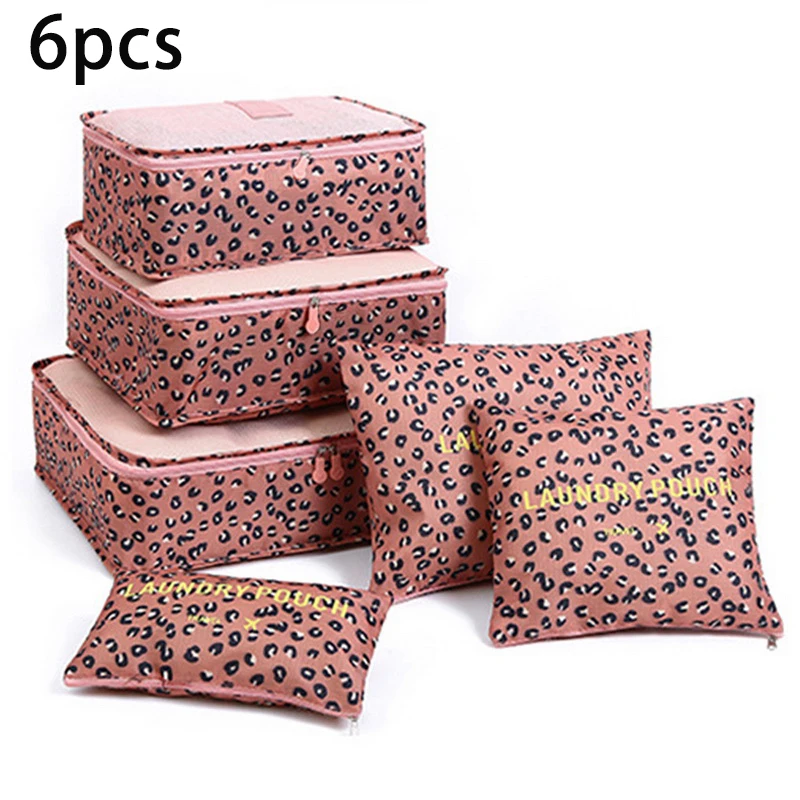 6-Pcs-Leopard-Print-Travel-Suitcase-Bags-Solid-Color-Luggage-Wardrobe ...