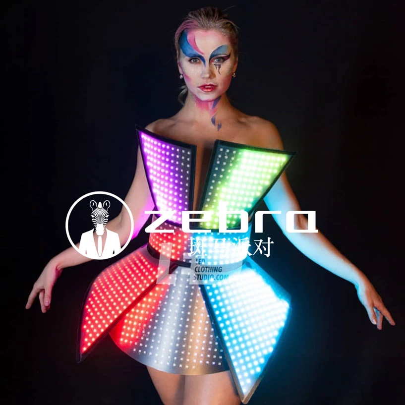 New-Programmable-LED-luminous-performance-clothing-Custmoized-led-dress ...