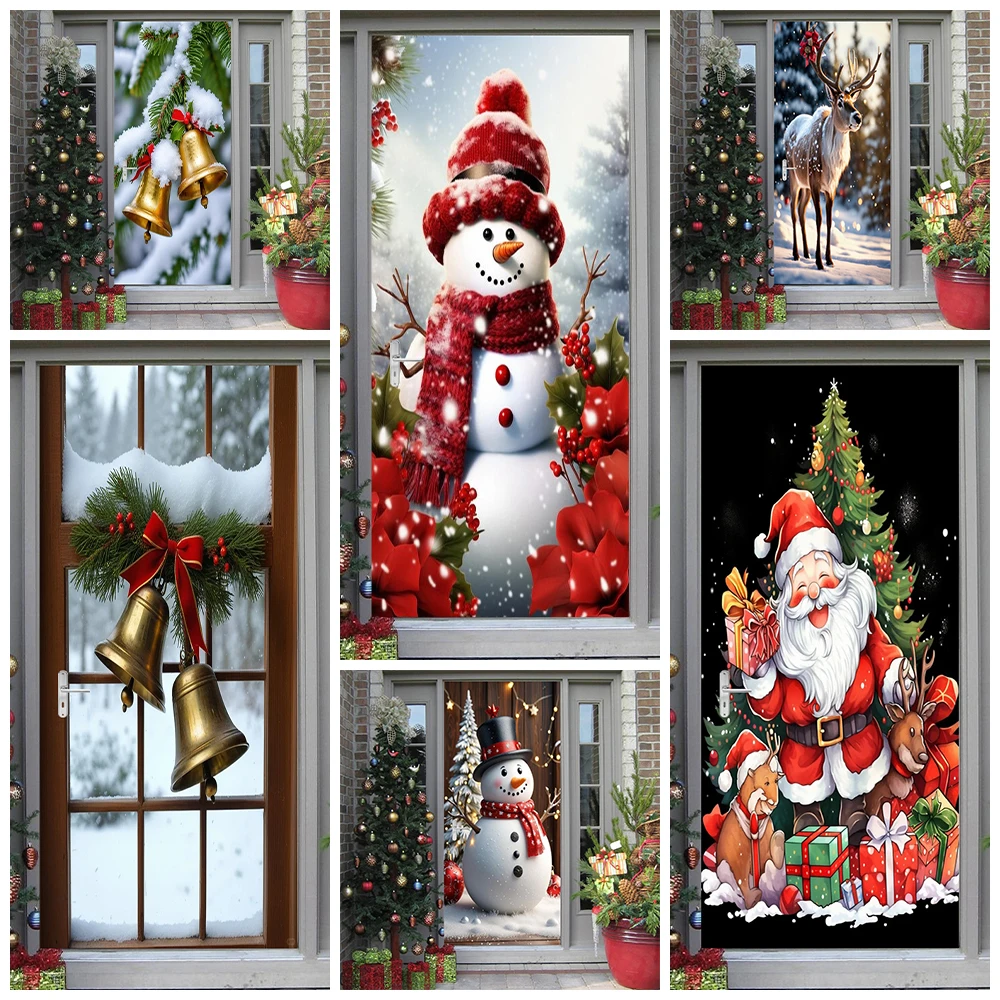Christmas Festival Door Sticker Home Decoration Removable Creative ...