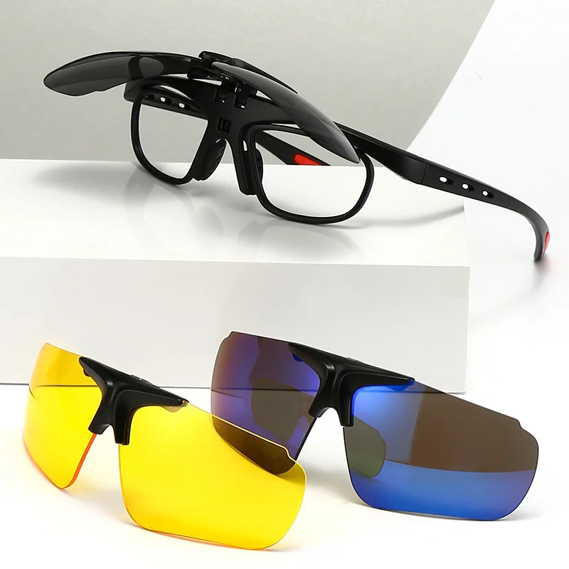 Custom Cycling Multiple Clip-on Polarizing Mirror Retro Sunglasses ...