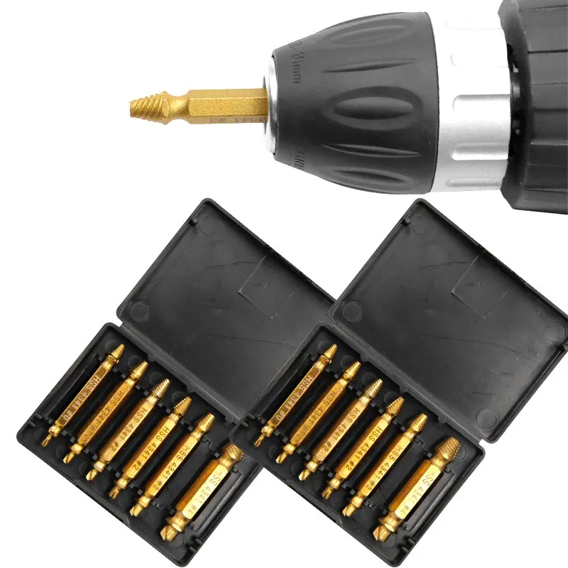 2-Sets-6pc-HSS-Extractor-Double-Head-Screw-Slide-Tooth-Removal ...