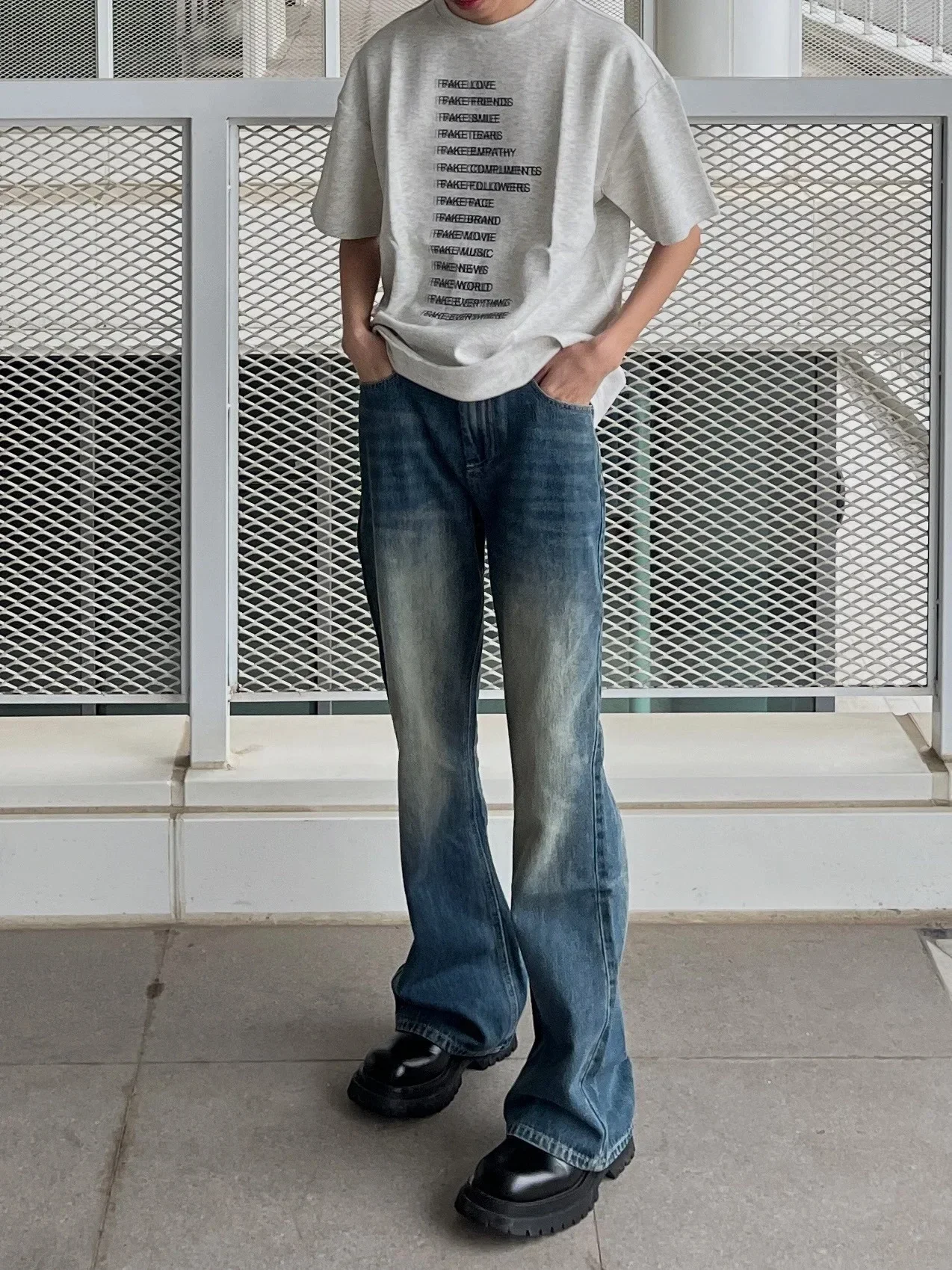 Men-s-High-Street-Flared-Pants-Ground-White-Cat-Whiskers-Washed-Jeans ...