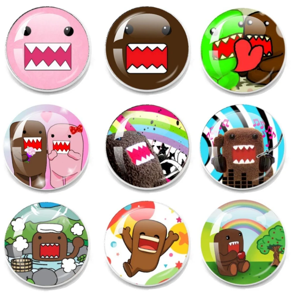 Kawaii Cute Domo Cartoon Mascot Glass Cabochon Brooch Lapel Pin Funny ...