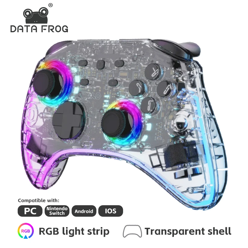 DATA-FROG-Controlador-Gamepad-sem-fio-para-Nintendo-Switch-LED-Transparente-OLED-Headset-Jack ...