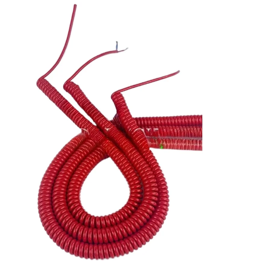 Red Spring Spiral Cable Telescopic Wire 2Cores 0.5² Stretch 1/2/3/4/5/6 ...