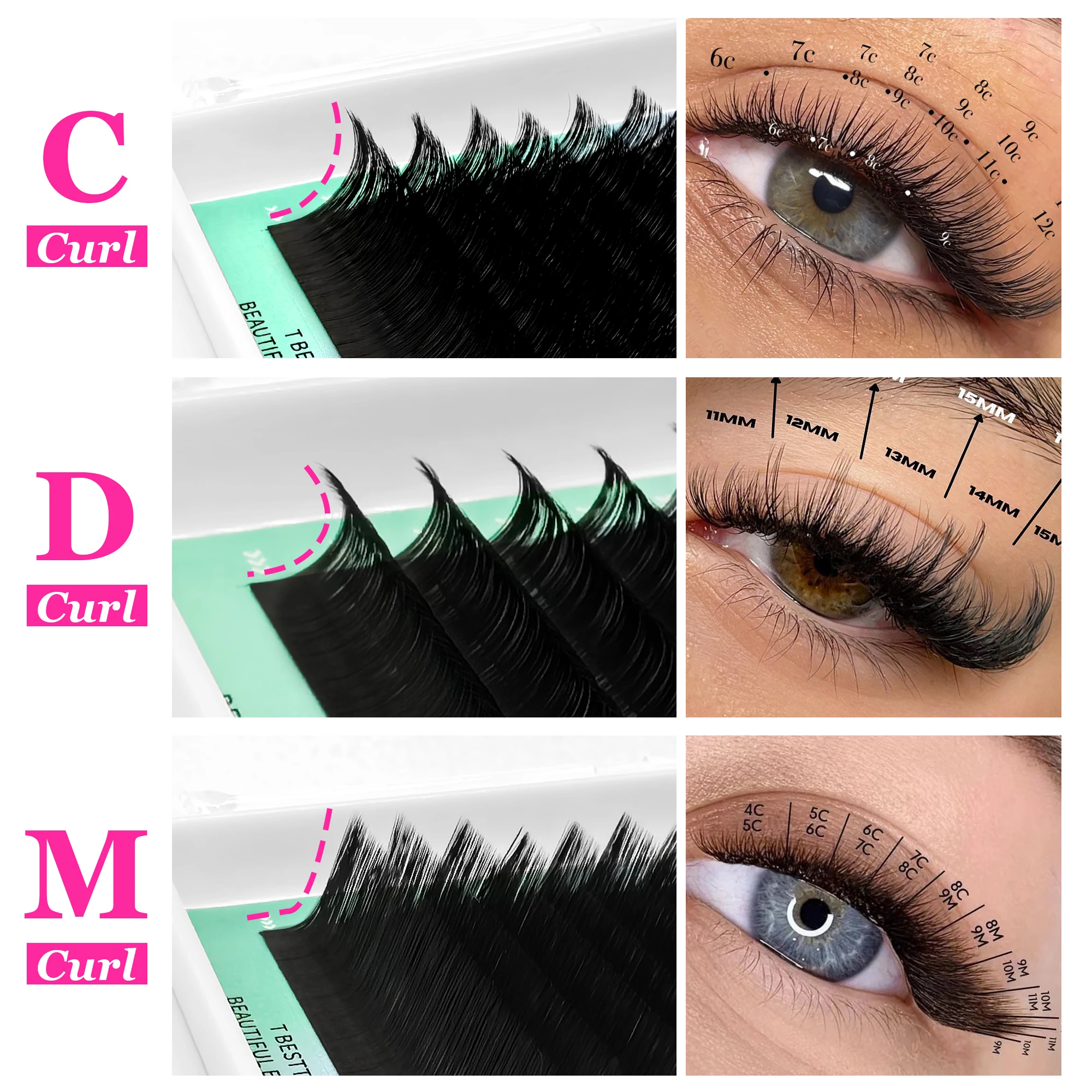 Tbestt Cashmere Classic Eyelash Extensions Faux Matte Black Lashes L/M ...