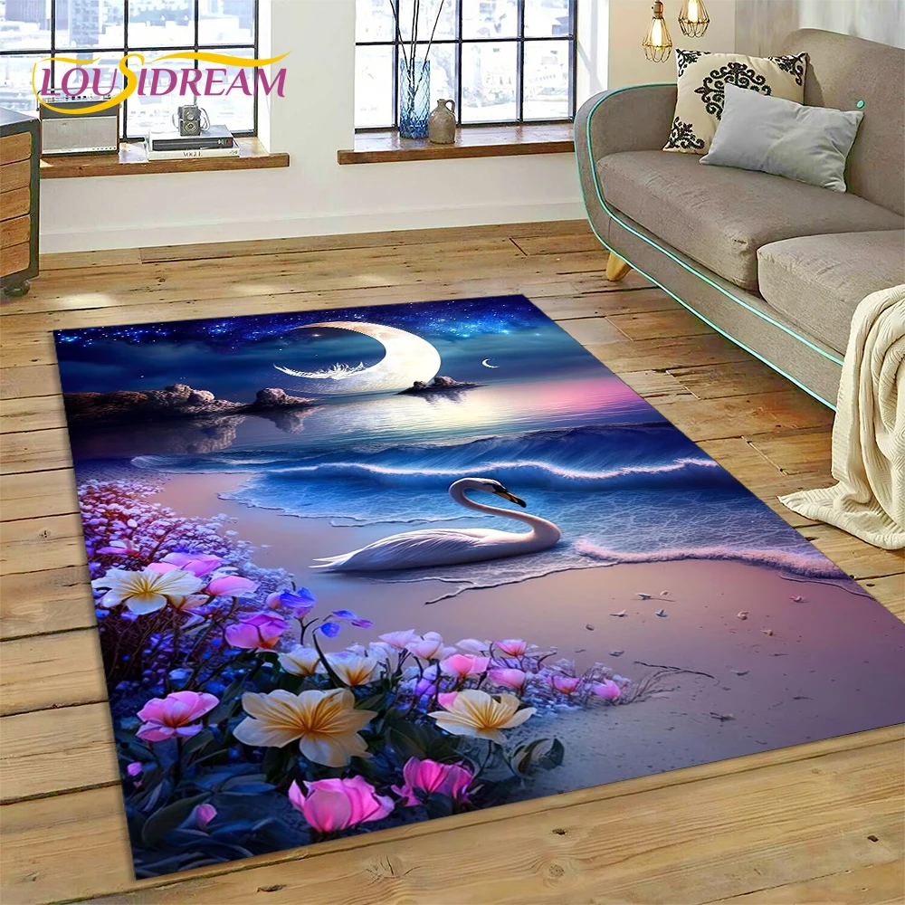 Love-Swan-Cartoon-Cygnus-Girl-Gift-Carpet-Rug-for-Home-Living-Room ...