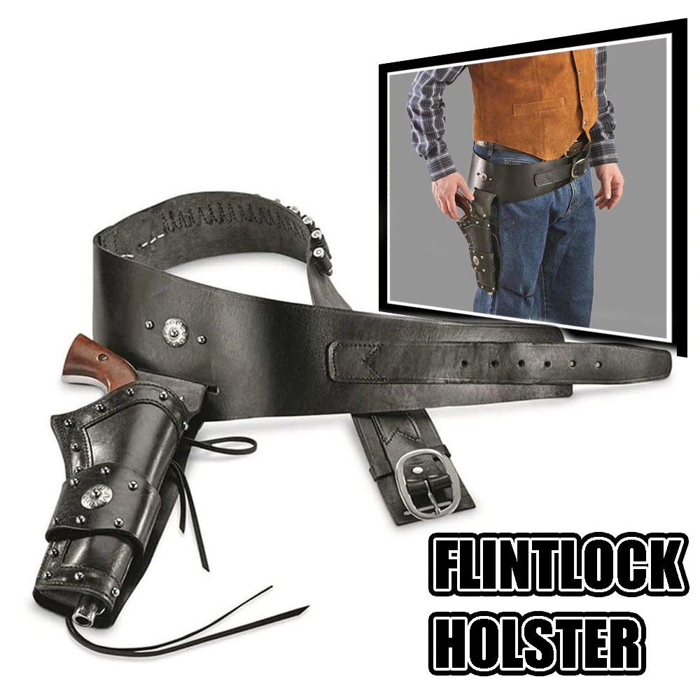 Flintlock Holster Waist Hanging PU Leather Revolver Bag with Bullet ...