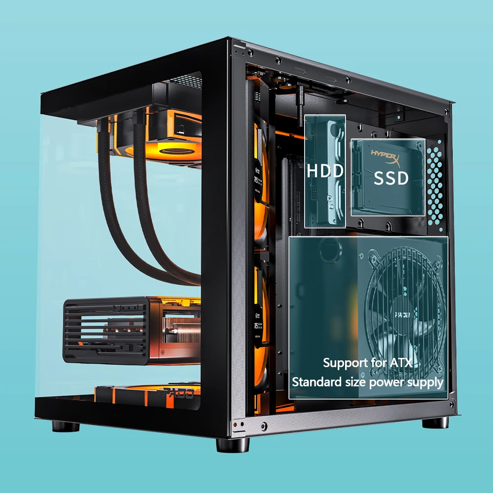 PADO YL M-ATX Gaming PC Case Desktop 270° Sea View Room Computer Case ...