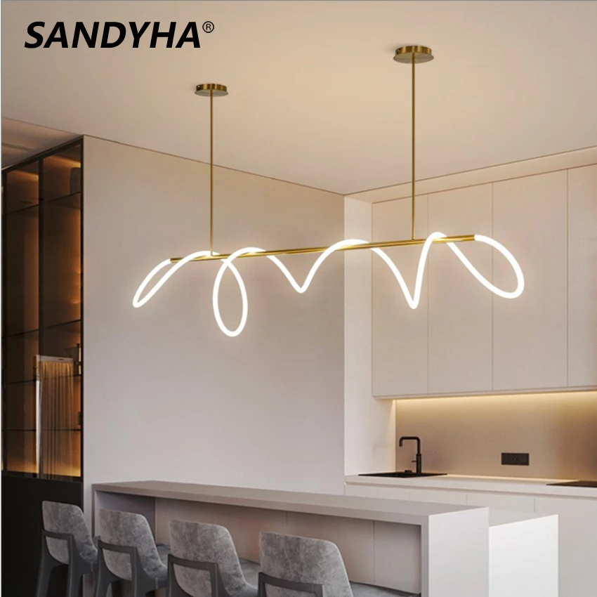 SANDYHA-Nordic-Silica-LED-Pendant-Lights-Dimmable-Gold-Minimalist-Decor ...
