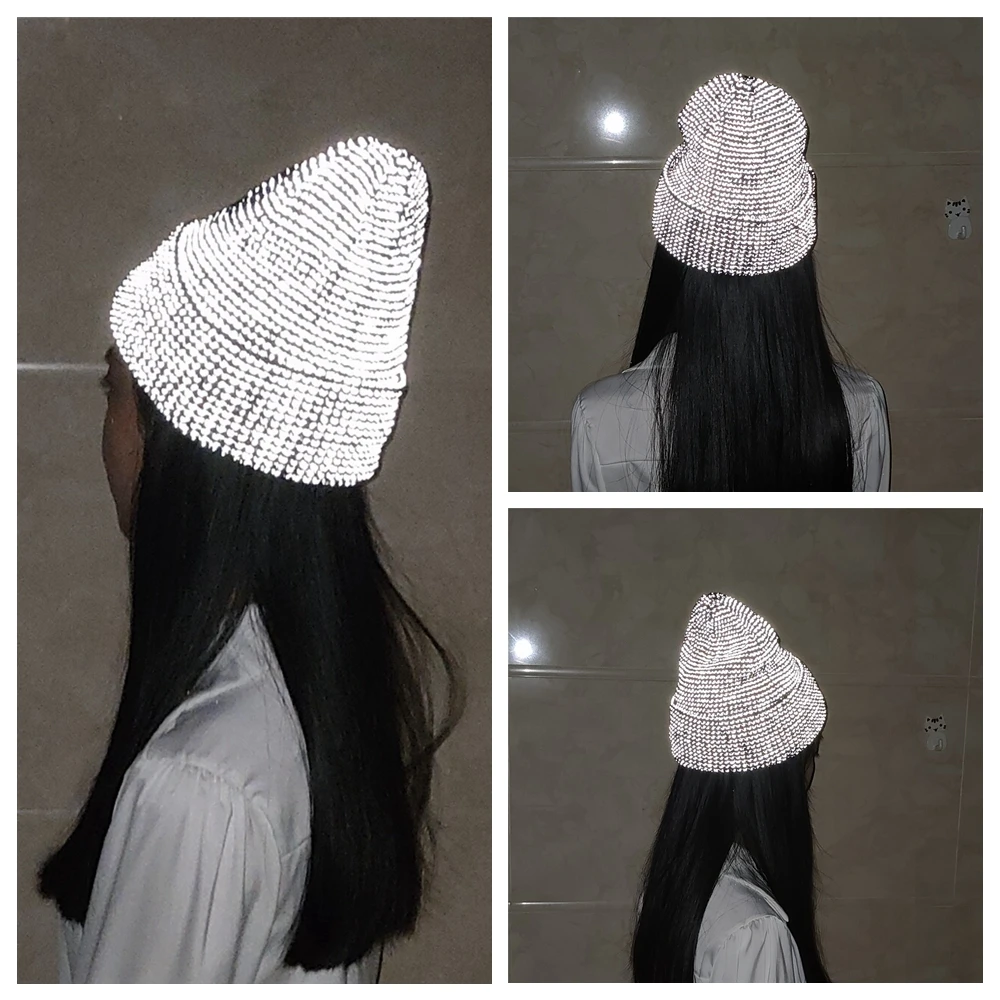 TOHUIYAN-Reflective-Knitted-Hats-Magical-High-Visibility-Winter-Warm ...