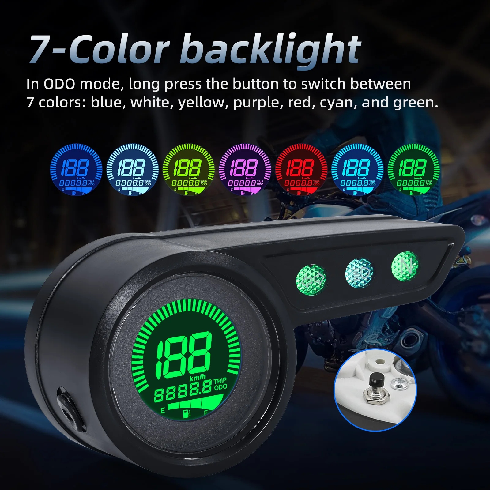 7Colors-Digital-Speedometer-LED-Display-Universal-Tachometer-Oil-Fuel ...