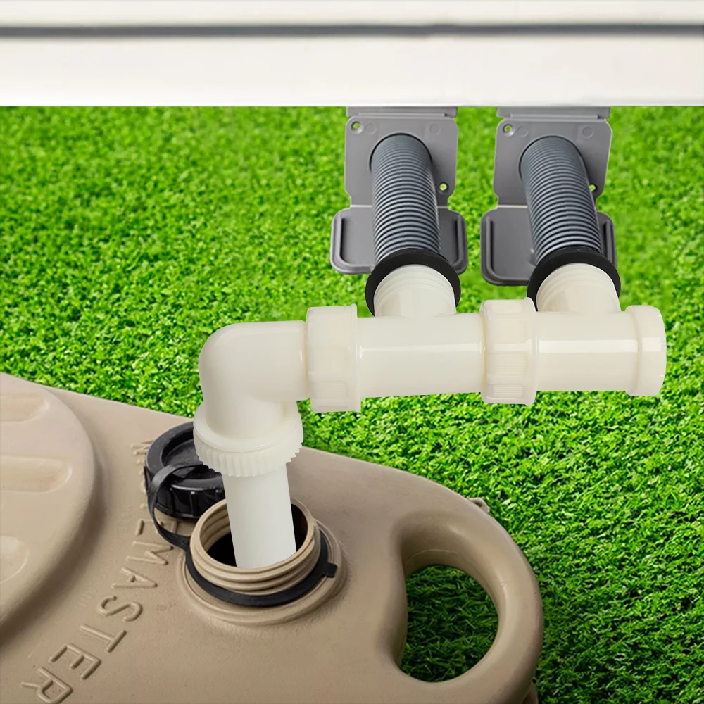 1PCS Double Caravan Waste Water Outlet Hose Pipe Adapter Use with Waste ...