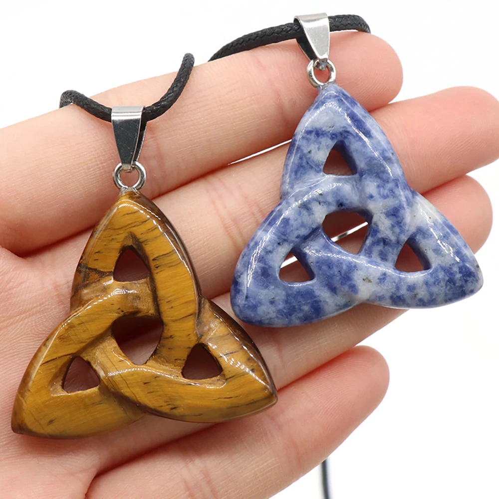 1Pcs-Natural-Stone-Pendant-Irish-Celtic-Knot-Tiger-Eye-Crystal-Amulet ...
