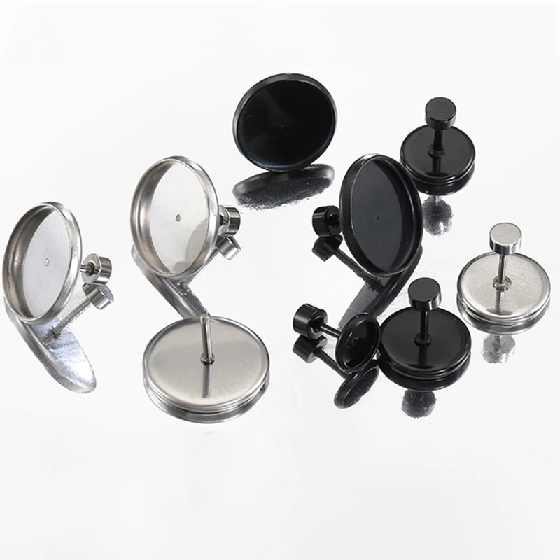 10pcs-Stainless-Steel-Stud-Earrings-Setting-Round-Cabochon-Post ...