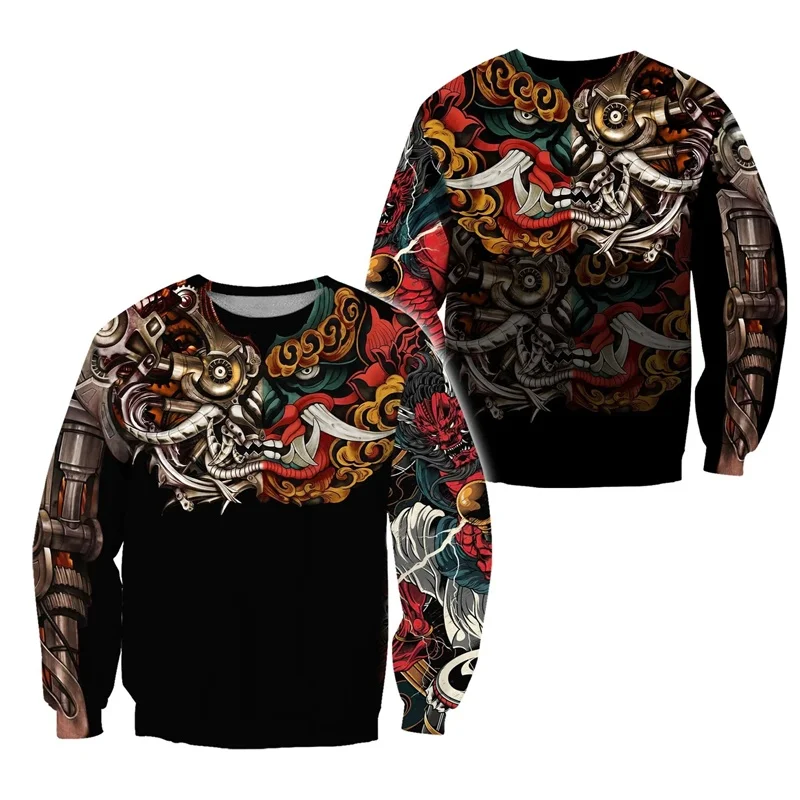 Cool Ghost Mask 3D Printed Hoodies For Men Flower Snake Pattern Long ...