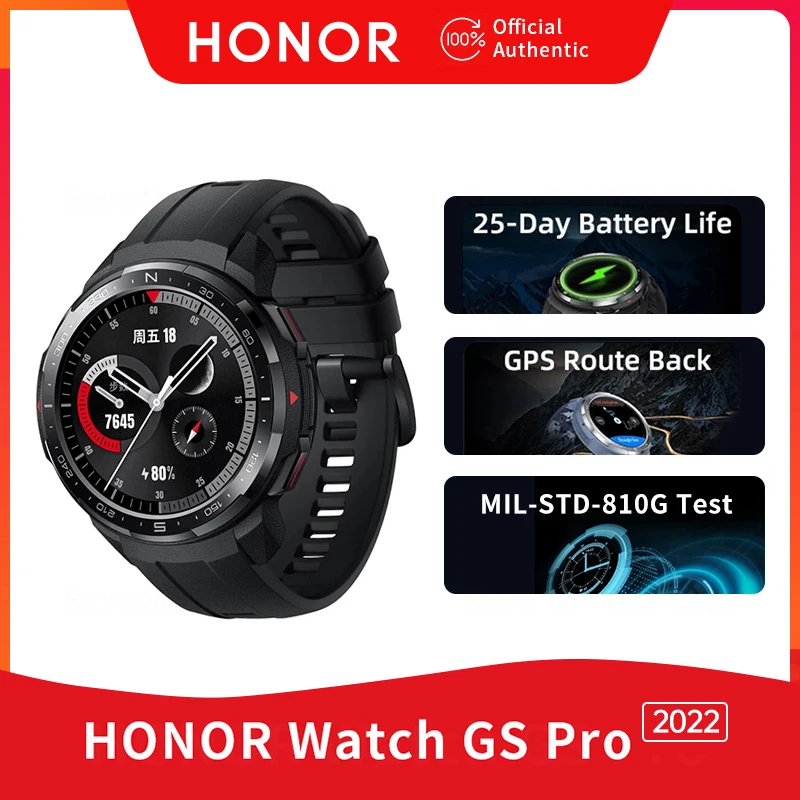 HONOR – montre connectée GS Pro pour hommes, écran de 1.39 pouces, 5atm, GPS, Bluetooth, appel ...
