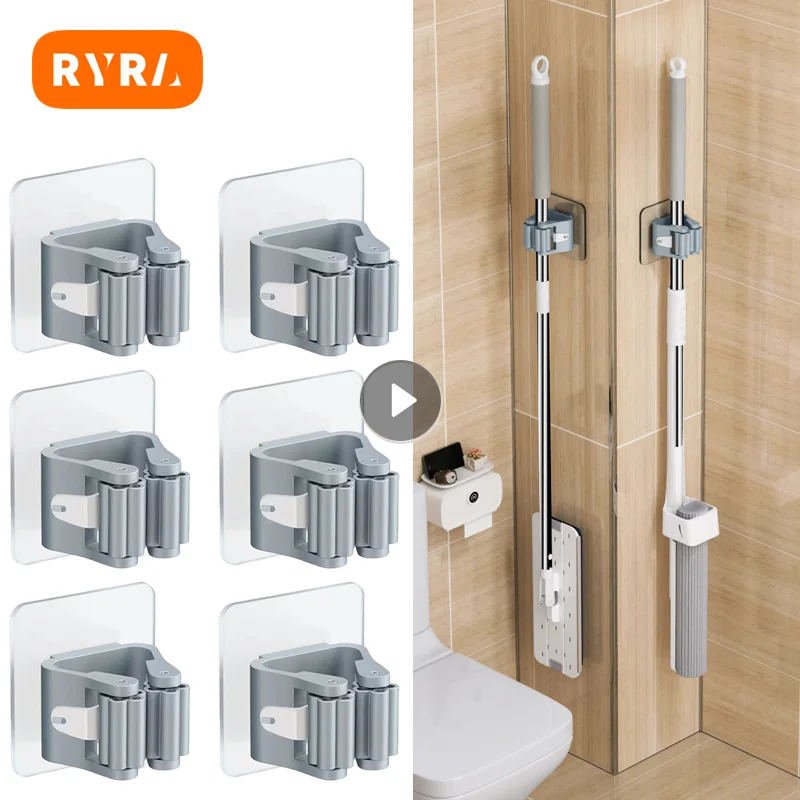 Mop-Holder-Self-Adhesive-Broom-Stand-Wall-Mounted-Mop-Support-Sweeping ...