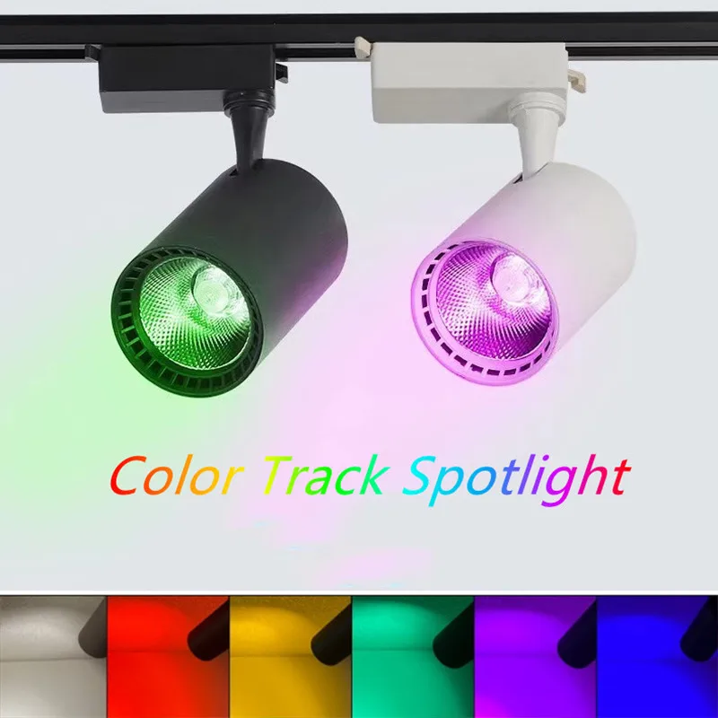 RGB LED Track Spotlight 12/15/20/30W COB Adjustable Track Spot Lights ...