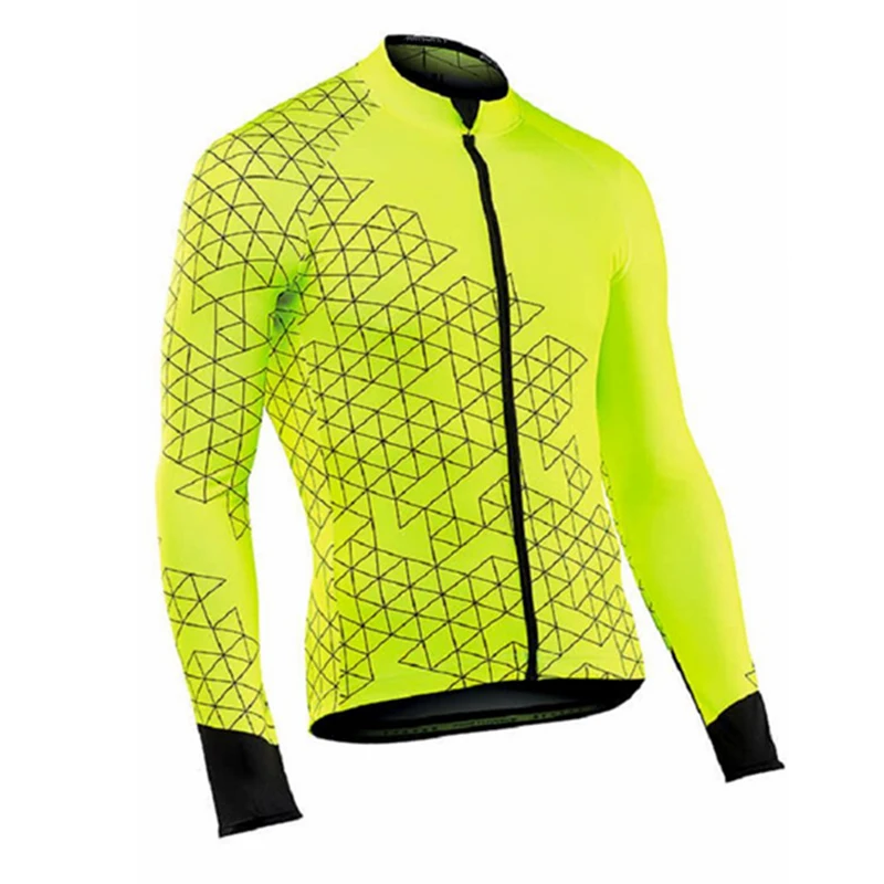 Fluorescent Yellow Men Autumn Bicycle Clothing Road Racing Clothes ...