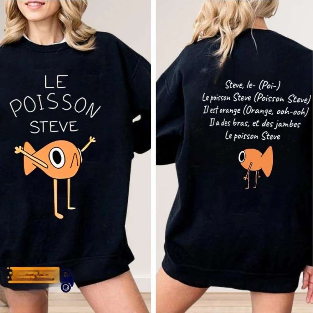 2025 Steve Le Poisson Meme O-neck Shirt Funny Golden Fish Viral TikTok ...