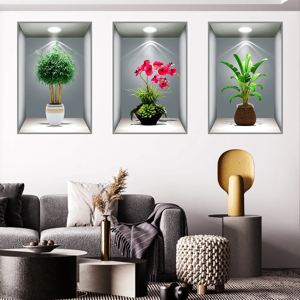 3D effect potted triptych posters - myhousesproduct