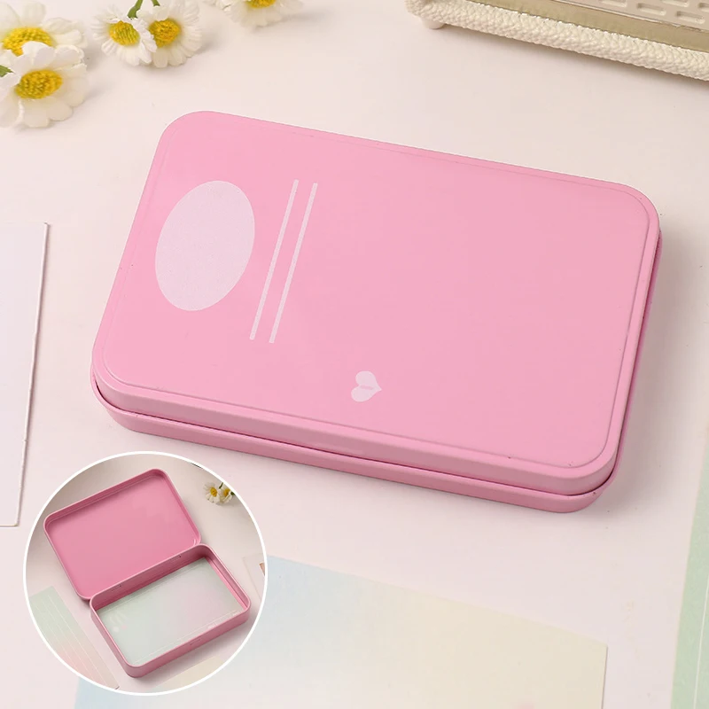1PC-Pink-Rectangular-Metal-Storage-Box-Empty-Mini-Tin-Box-Tinplate-Push ...