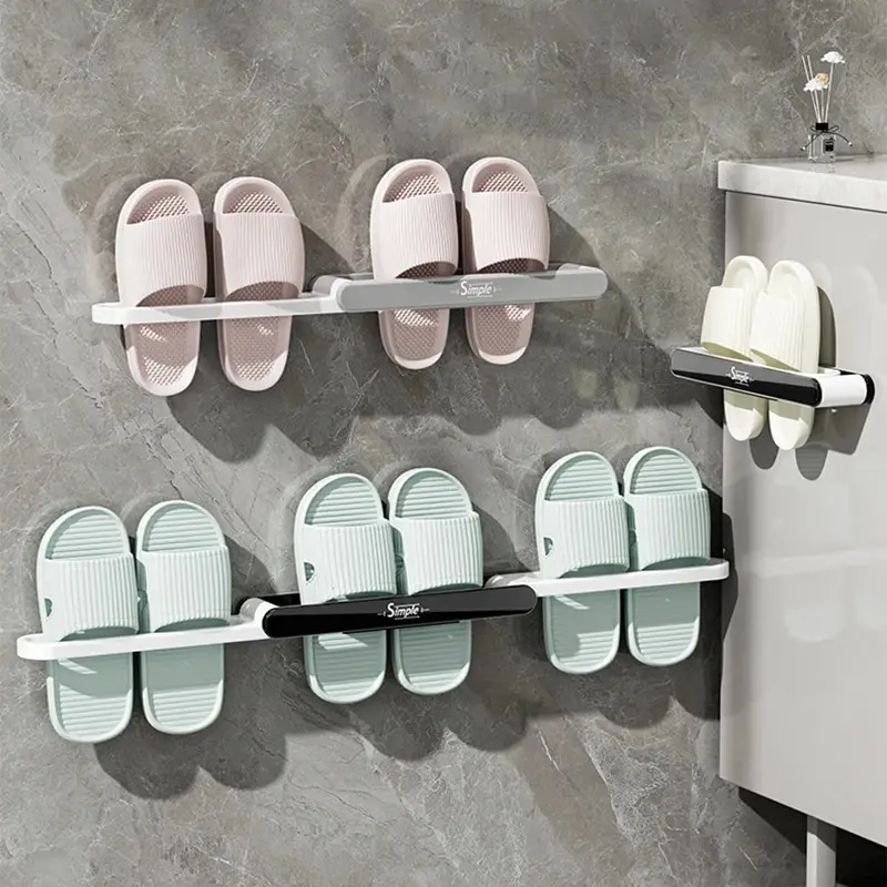 1pc-3-In-1-Bathroom-Slippers-Rack-Wall-Mounted-Shoe-Organizer-Hanger ...