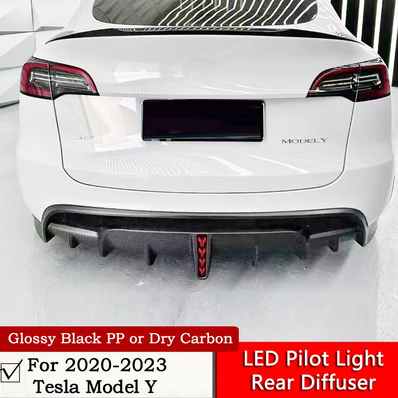 For 2020 2021 2022 Tesla Model Y glossy black rear diffuser SD style ...