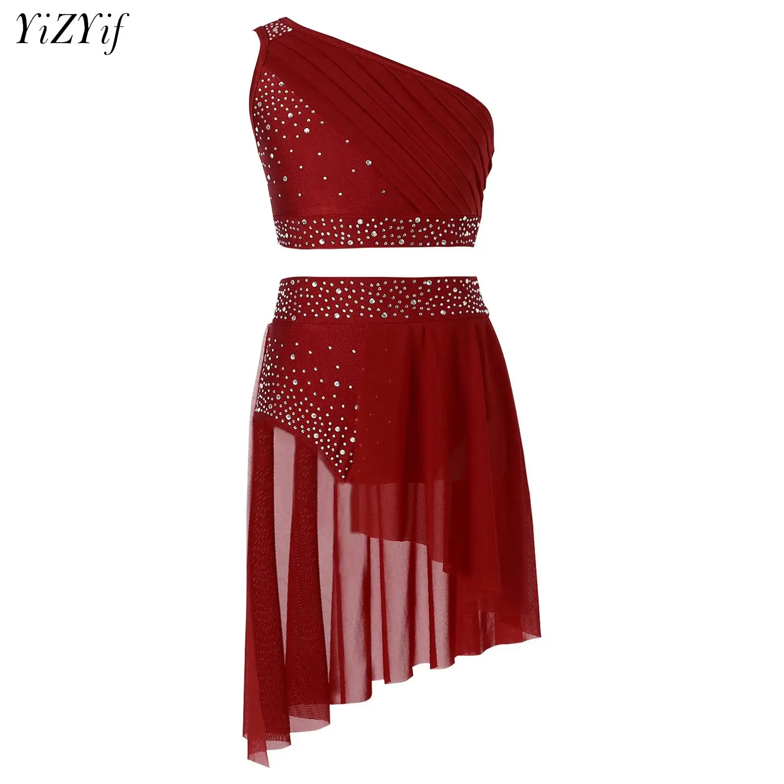 Teen Girl Modern Lyrical Dance Outfit One Shoulder Crop Top with ...