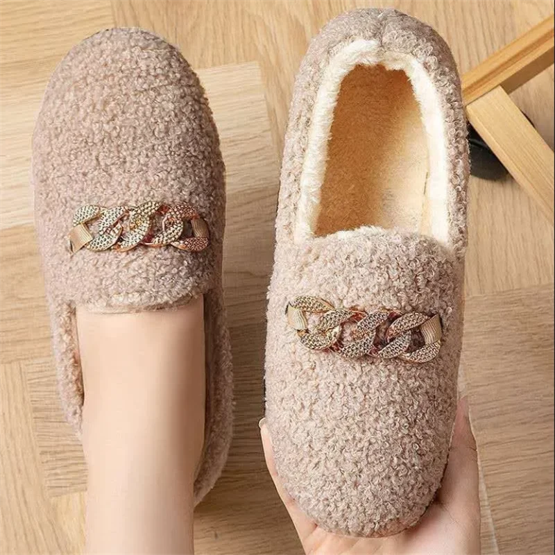 Women-Plush-Shoes-Flat-Bottom-Shoes-Round-Toe-Cuffed-Shoes-Autumn ...
